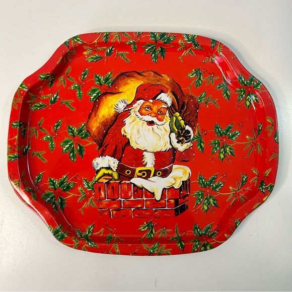 Vintage | Holiday | Vintage Christmas Small Metal Tin Trays Set Of 2 ...